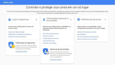 Minha Conta, portal do Google para controlar sua privacidade