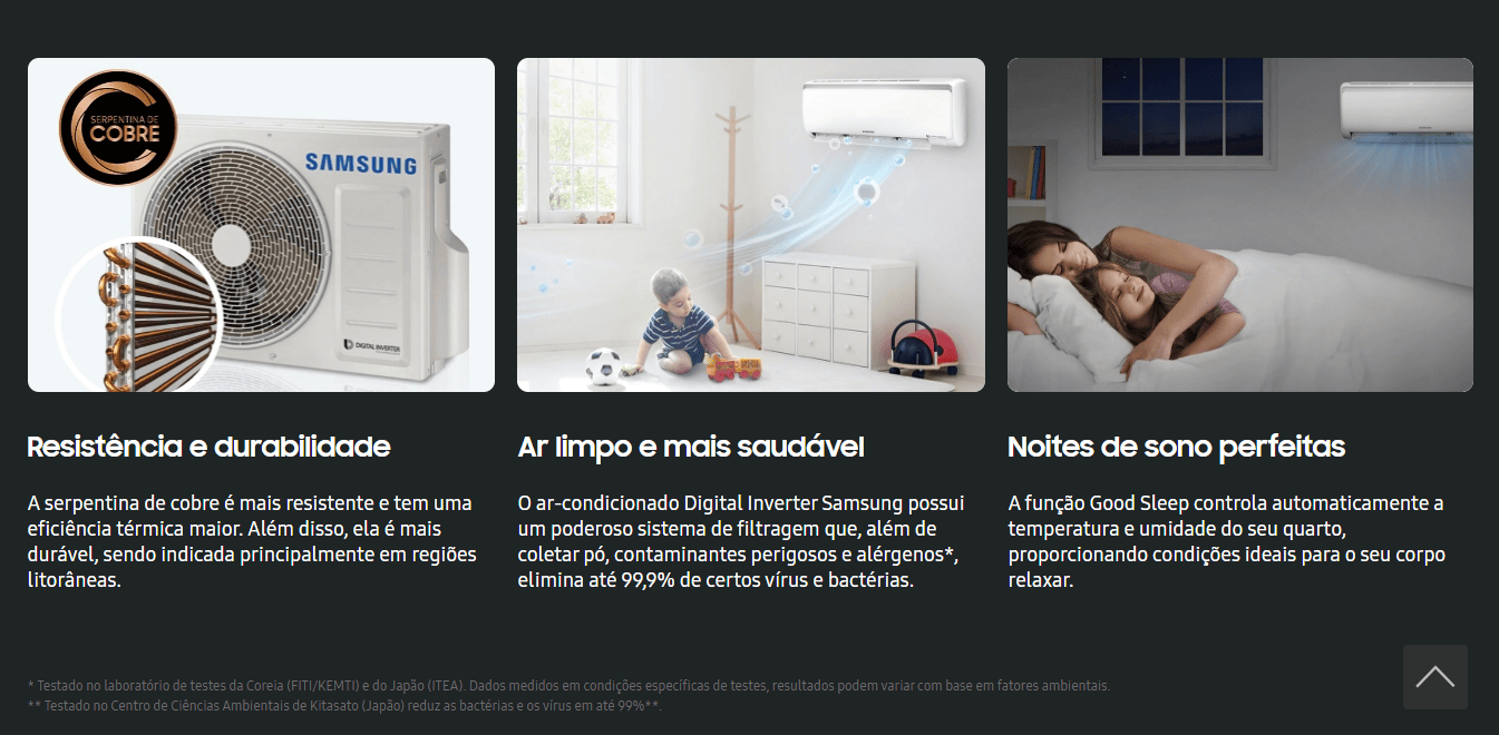 Novo site da Samsung ensina você a escolher seu ar-condicionado
