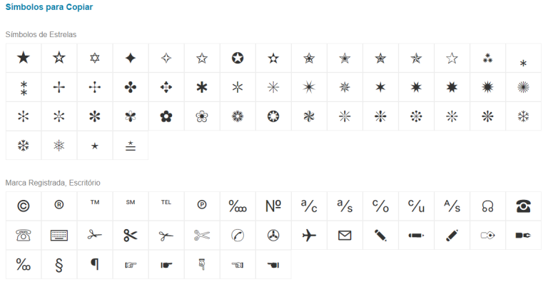 Simbolos Para Copiar