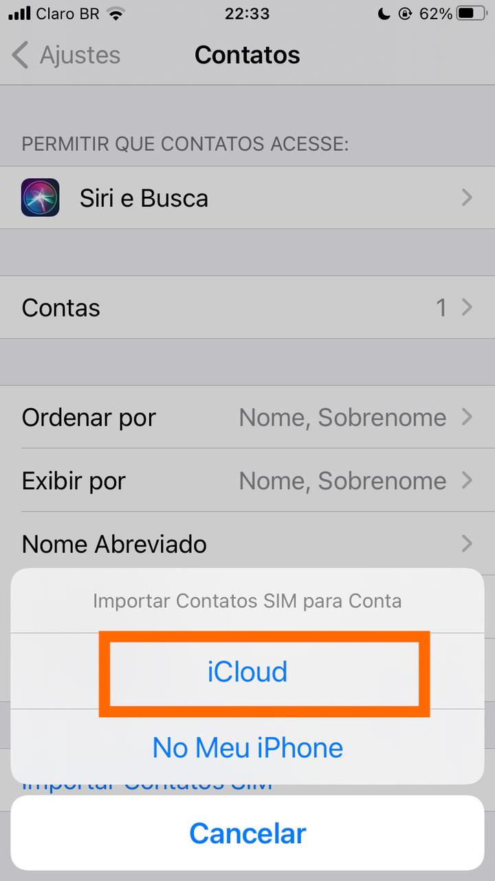 Como transferir contatos do chip SIM para o iPhone