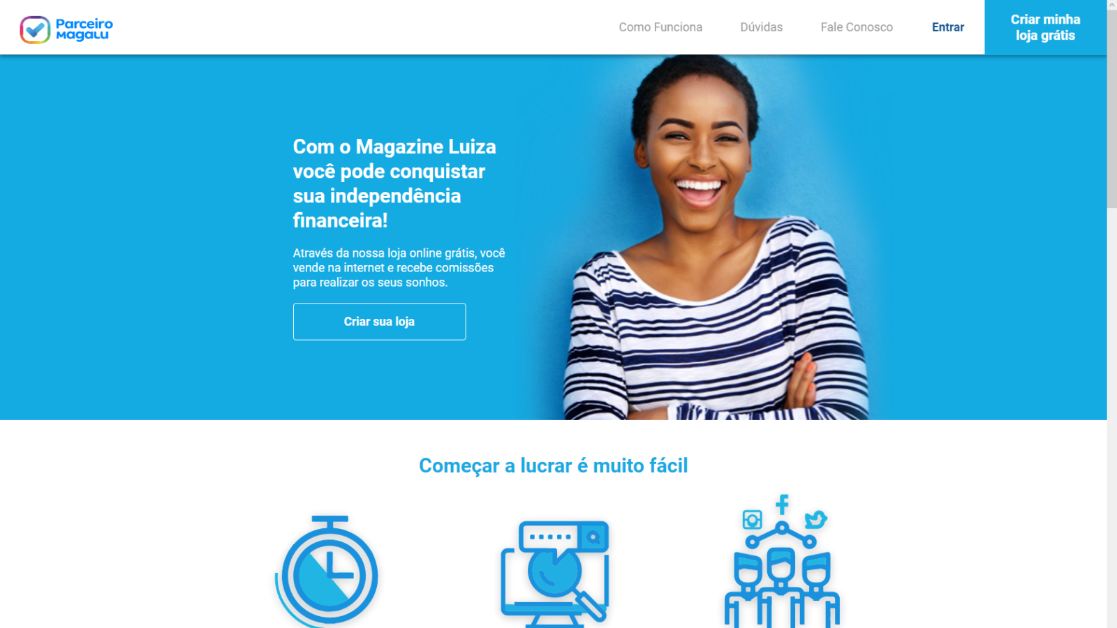 Como criar uma loja no Parceiro Magalu