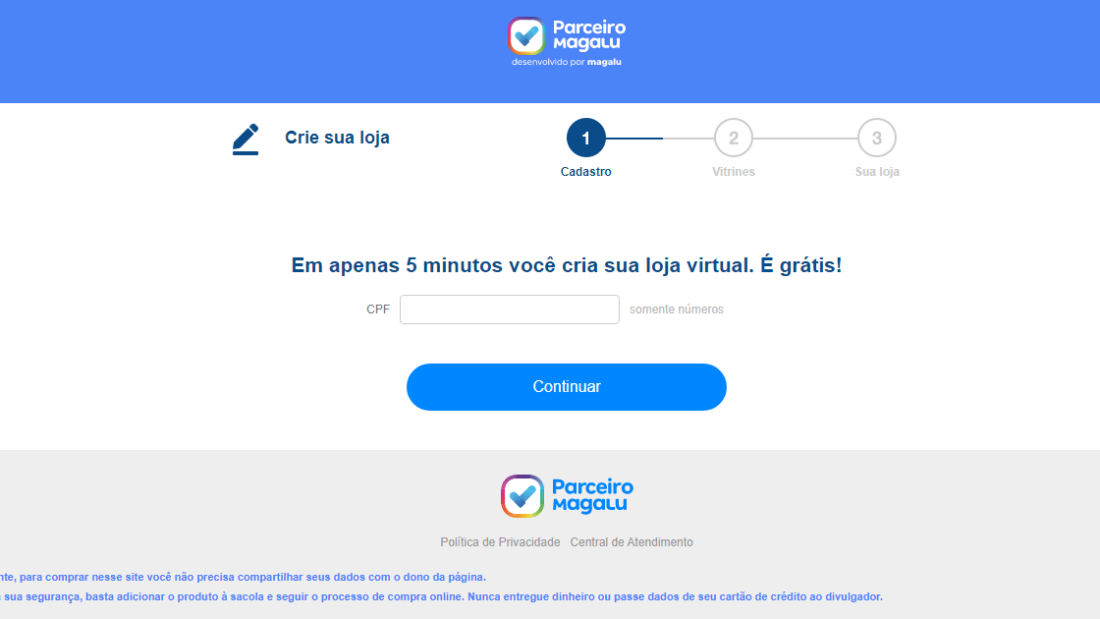 Como criar uma loja no Parceiro Magalu