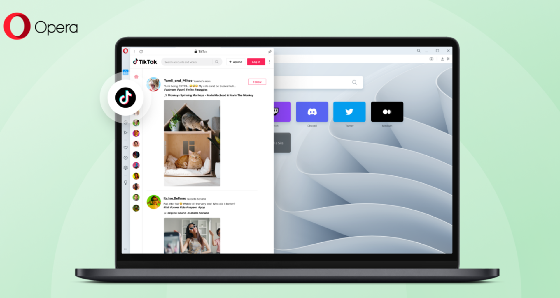 Opera er den første nettleseren med TikTok innebygd