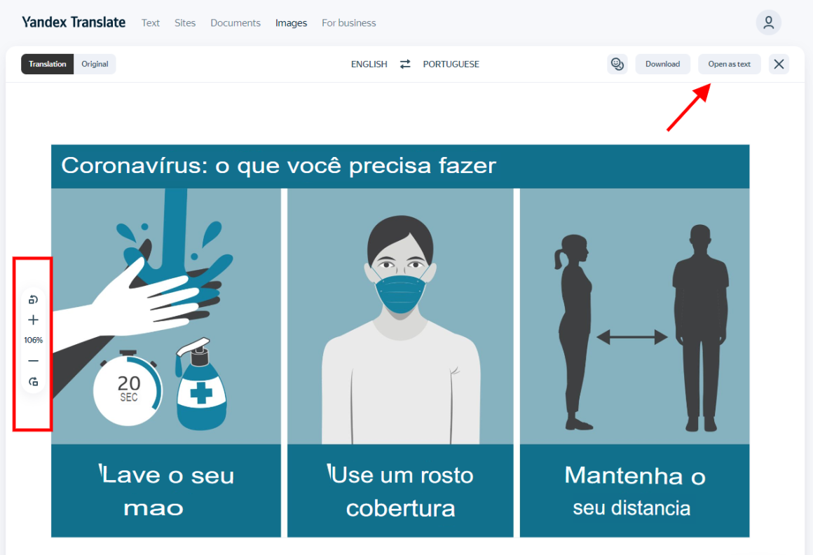 How to translate images with text in a simple way