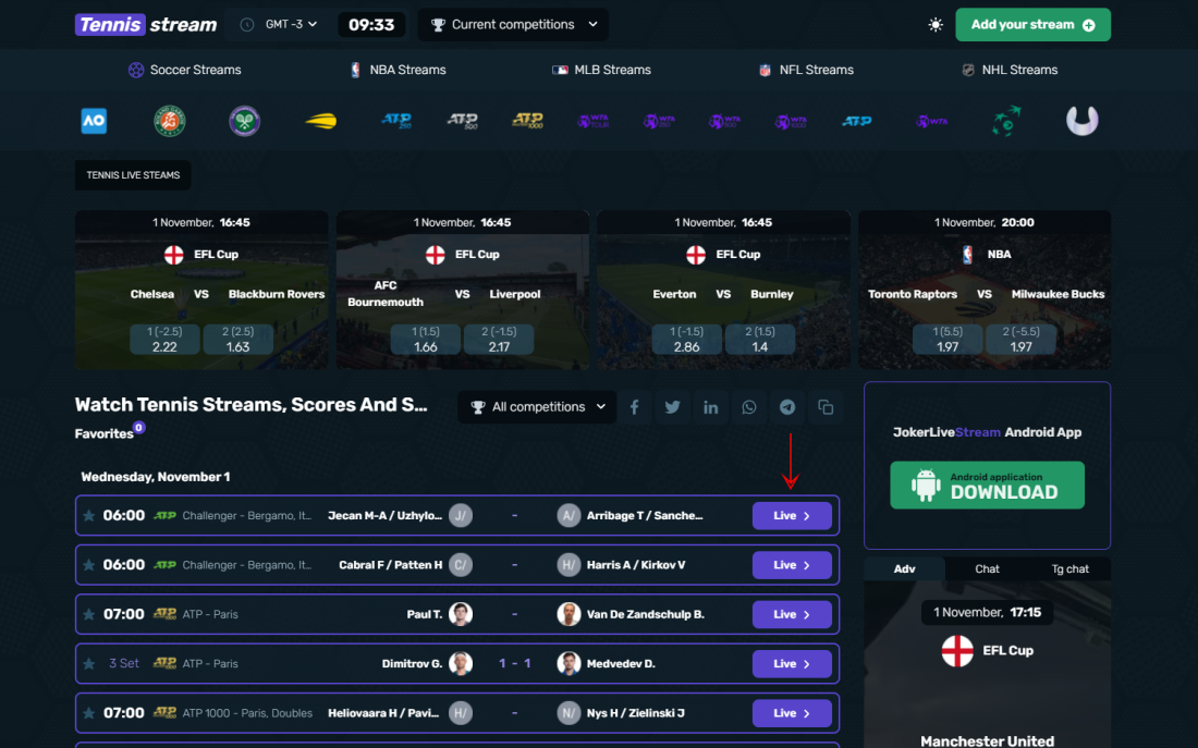 Acompanhe suas partidas de tênis com o Tennis Stream!
