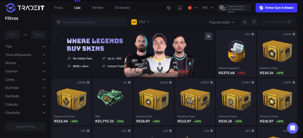 Compre skins com segurança para CS2 na TradeIt