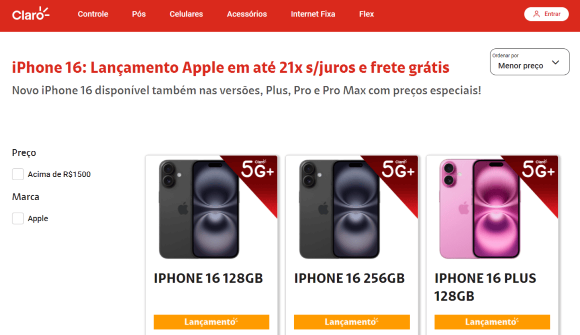 iPhone 16 chega ao Brasil; veja preços e descontos de operadoras