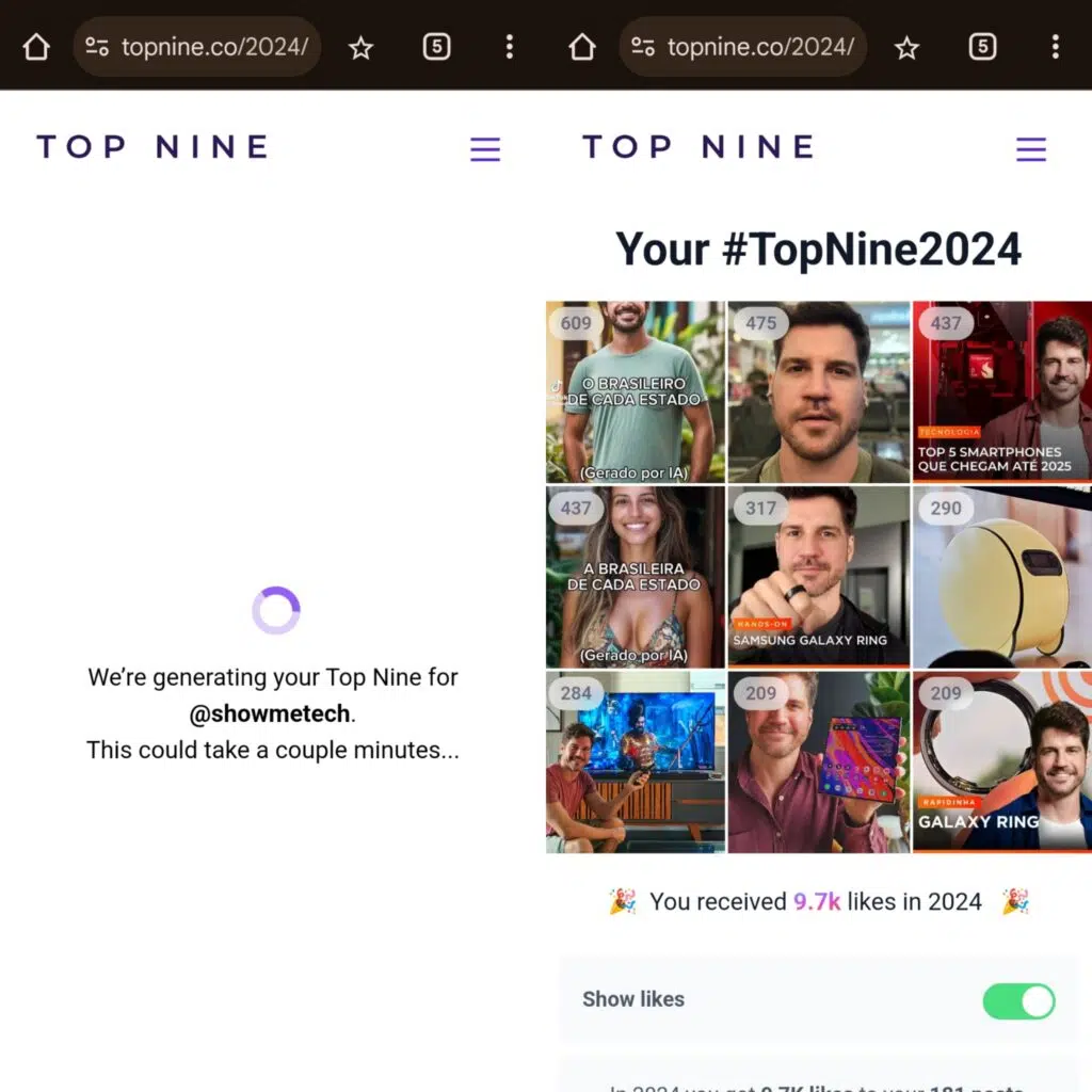 Top Nine: veja como fazer sua retrospectiva do Instagram 2024