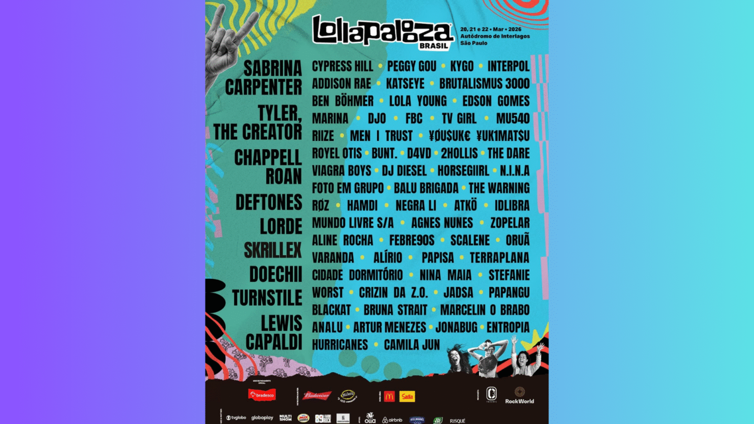 Lollapalooza Brazil 2026 lineup announced with Sabrina Carpenter, Tyler ...